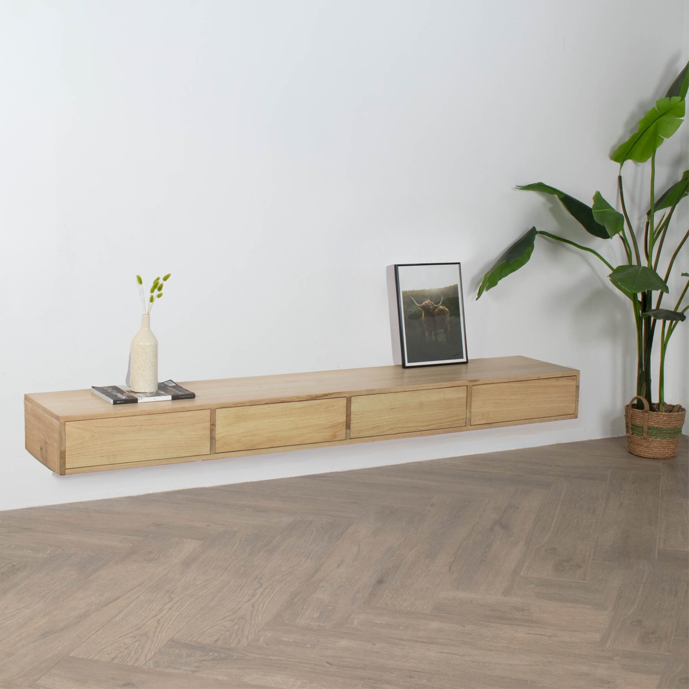 Zwevend Tv-meubel Flyn Eikenhout kopen? ⏩ Giga Meubel! - Giga Meubel